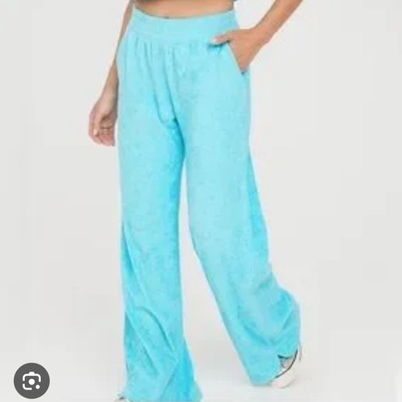 aerie | Pants & Jumpsuits | Aerie Terry Smiley Wide Leg Pant | Poshmark